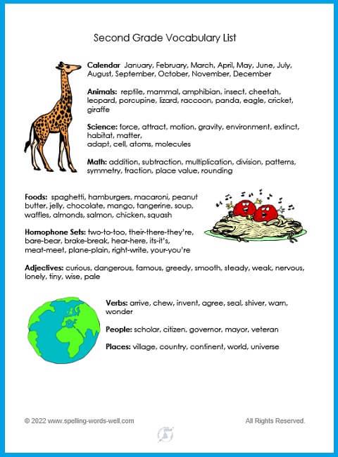 200 2nd Grade Vocabulary Words